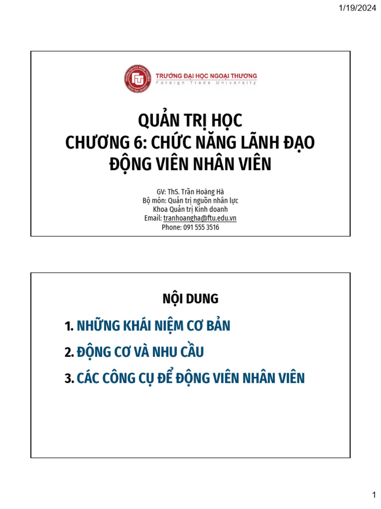 QTH_CHƯƠNG 6 (Motivation) | PDF