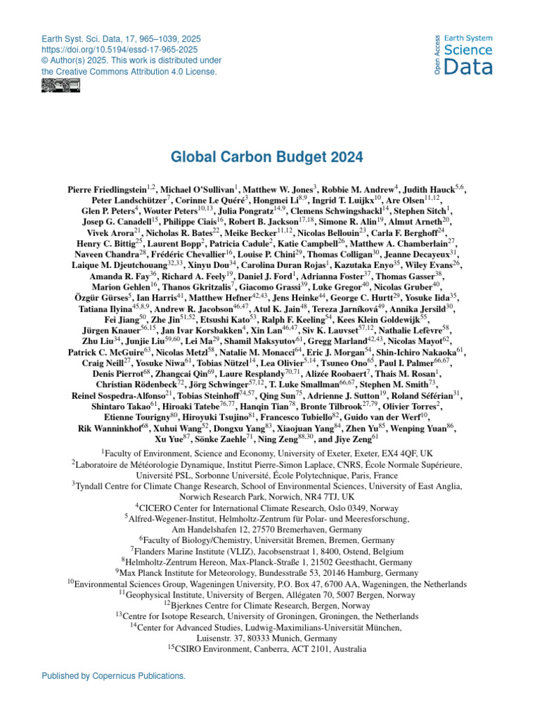 Global Carbon Budget 2024 | PDF | Carbon Dioxide In Earth's Atmosphere ...
