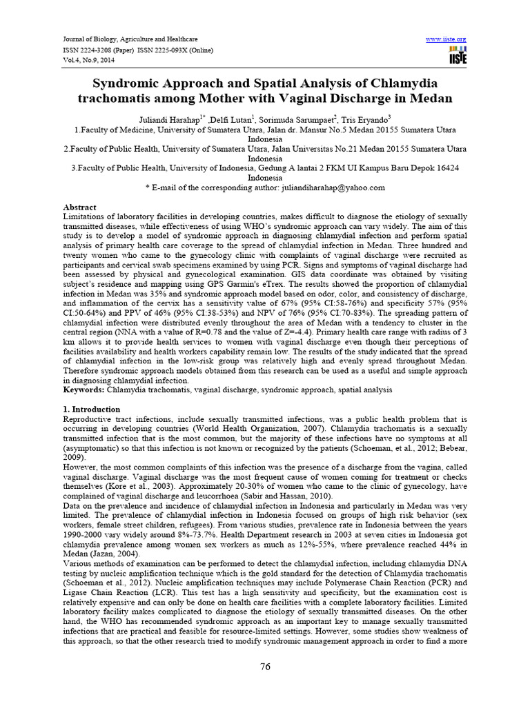 Syndromic Approach and Spatial Analysis of Chlamydia Trachomatis Among ...
