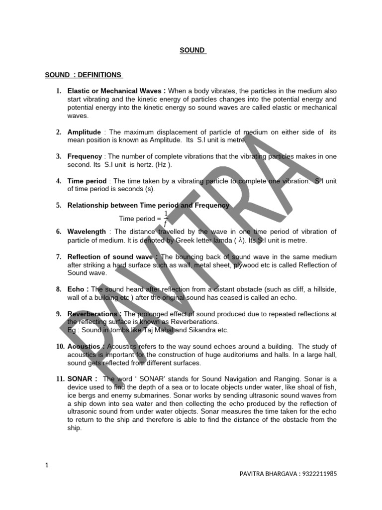 Physics 10 Sound Principles, Factors, Give Reasons 24-25 | PDF | Sound ...
