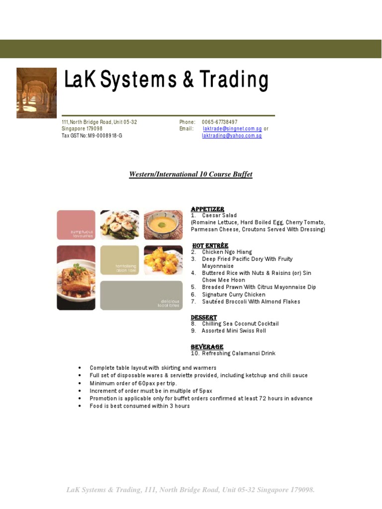 InternationalMenu 21D 60pax | PDF | Cooking, Food & Wine