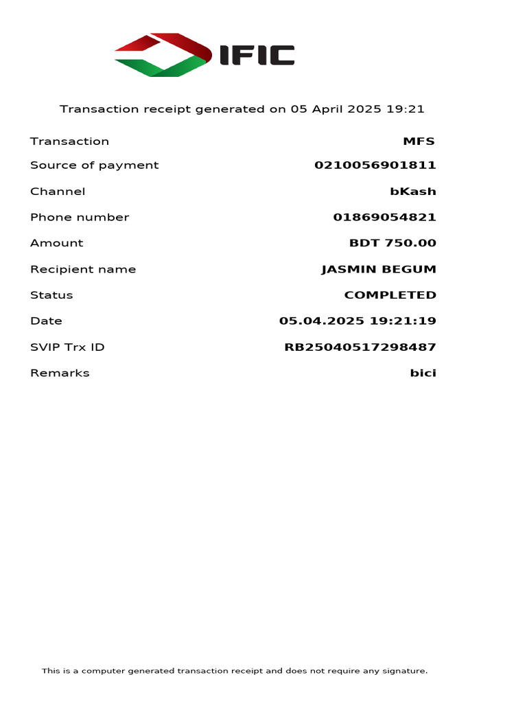 Receipt 29 3 2025 | PDF