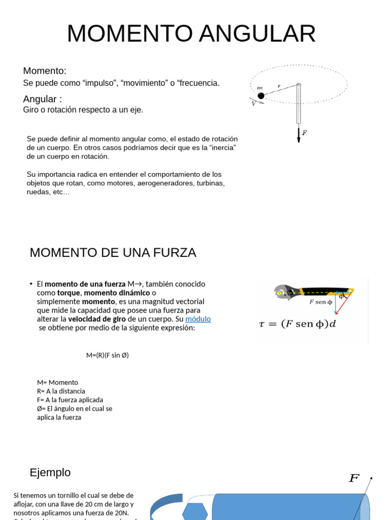 Momento Angular | PDF | Esfuerzo de torsión | Fuerza