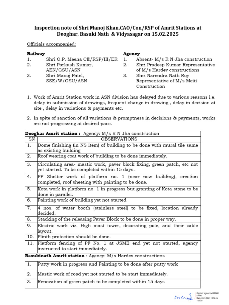 CAO Inspection Note 19.02.2025 DGHR, BSKTH, VDS | PDF | Architectural ...