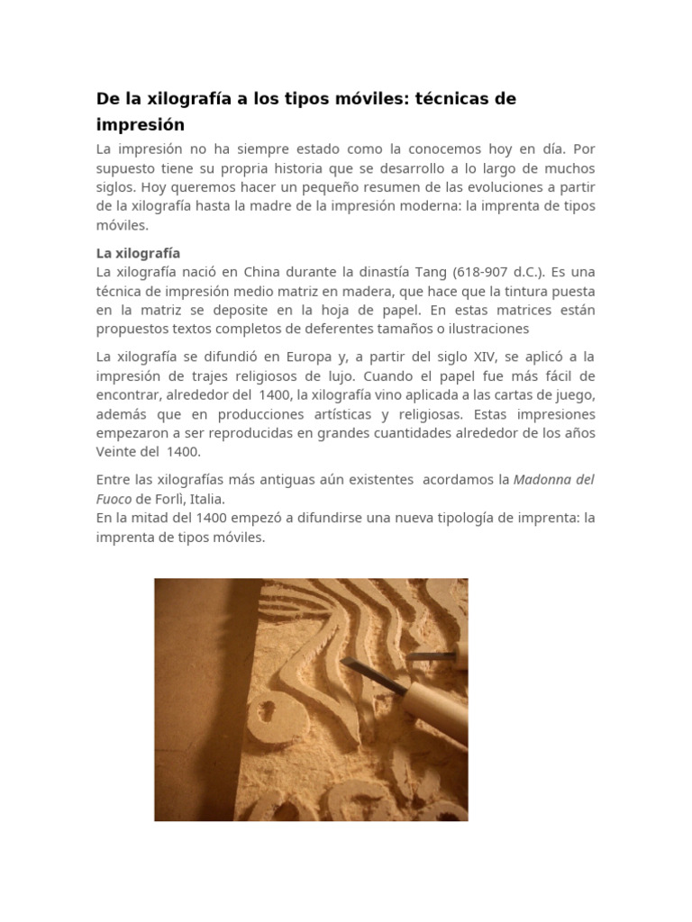 Evolución De La Xilografía A Tipos Móviles Pdf