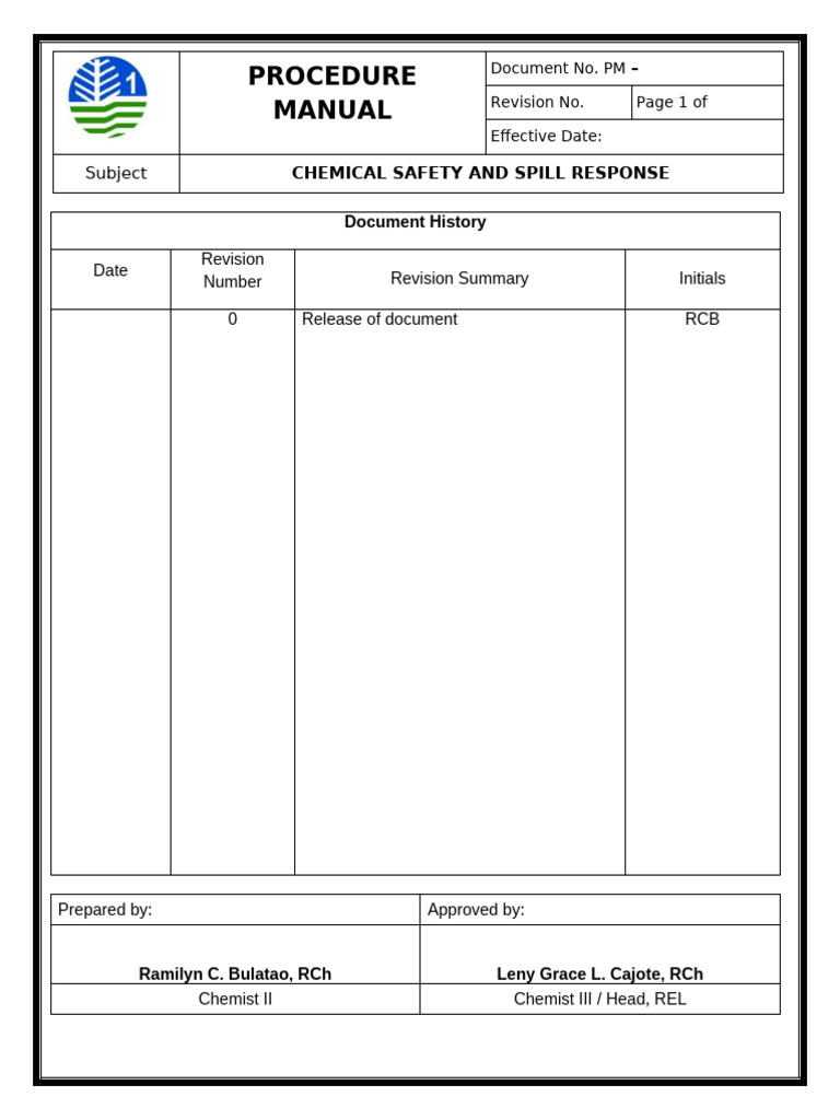 Chemical Spill Response Procedures | PDF | Personal Protective ...