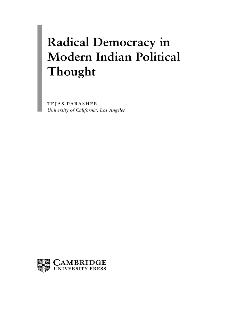 Tejas Parasher - Radical Democracy in Modern Indian Political Thought (2023, Cambridge ...