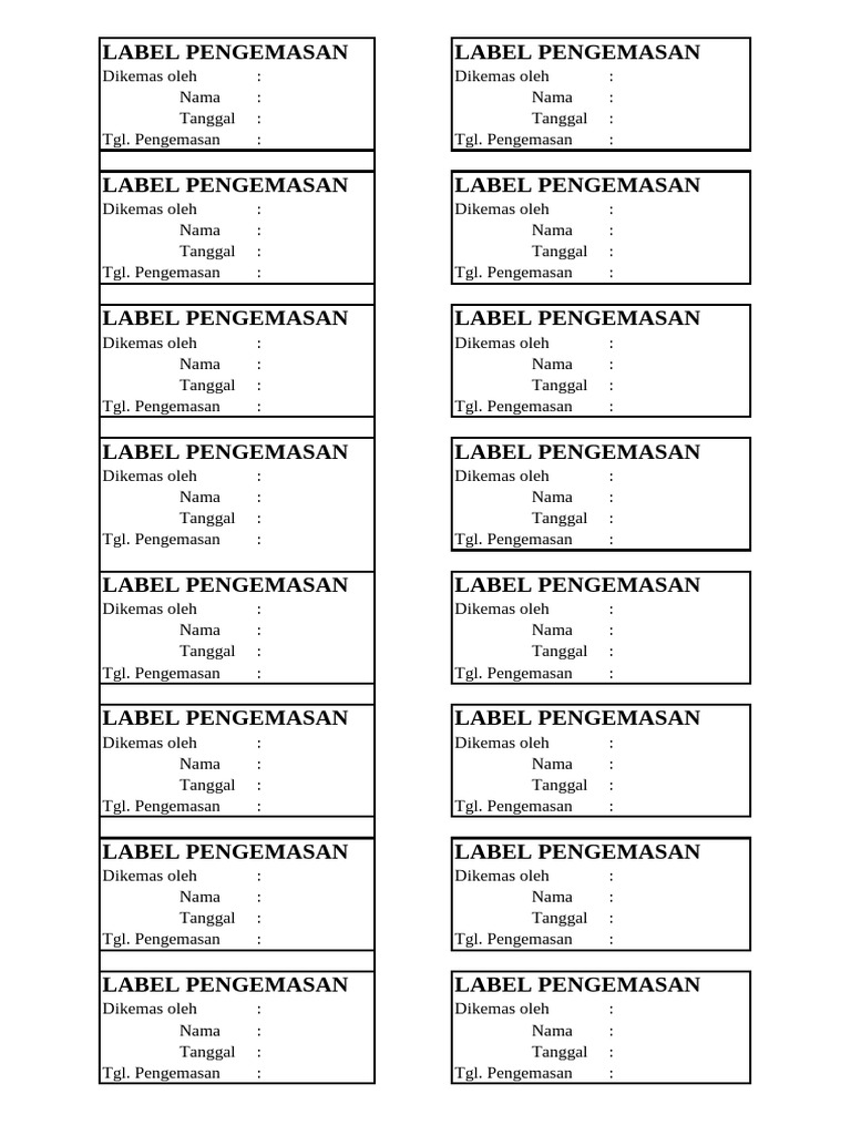 Format Label Pengemasan Standar | PDF