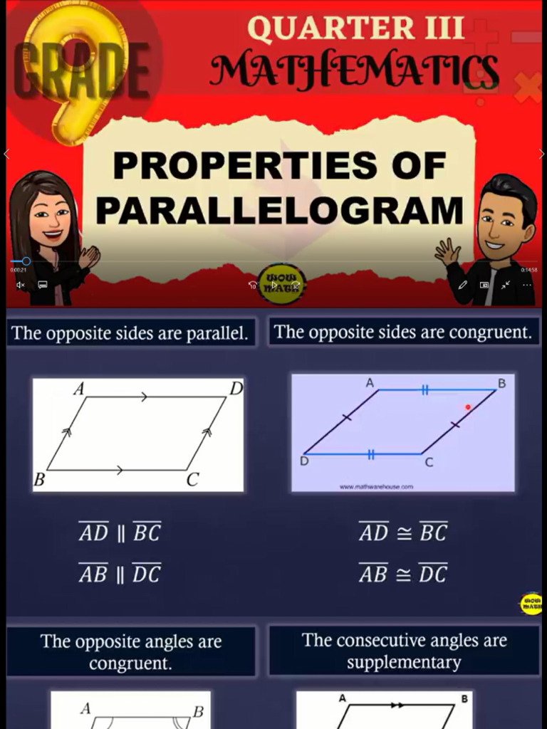 Properties of Parallelogram | PDF
