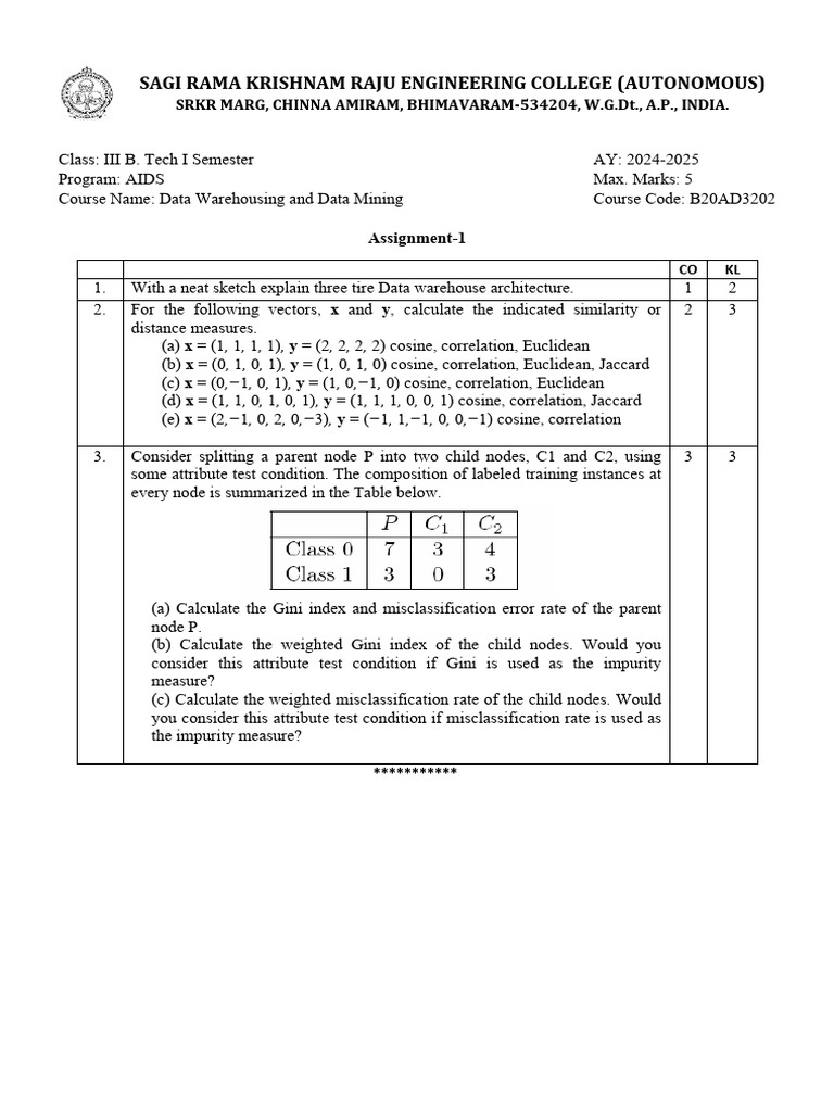 Data Warehousing Assignment 2024-2025 | PDF