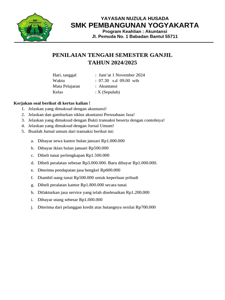 Soal PTS Ganjil 2023-2024 | PDF