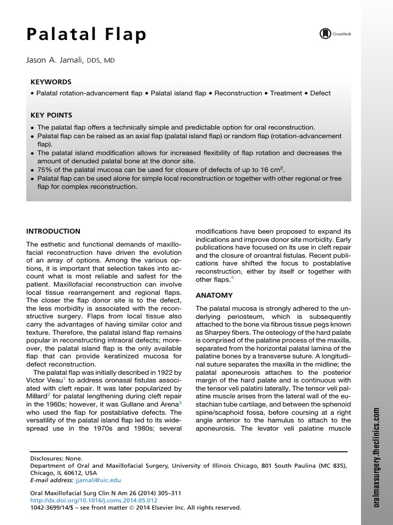 Palatal Flap: Jason A. Jamali | PDF | Vein | Human Head And Neck