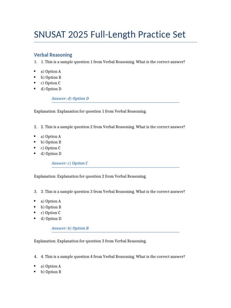 SNUSAT 2025 Practice Questions Set | PDF | Cognition | Epistemology