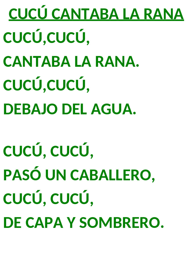 Cucú Cantaba La Rana | PDF
