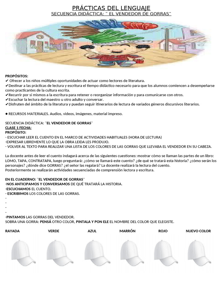 Secuencia Didáctica: El Vendedor de Gorras | PDF