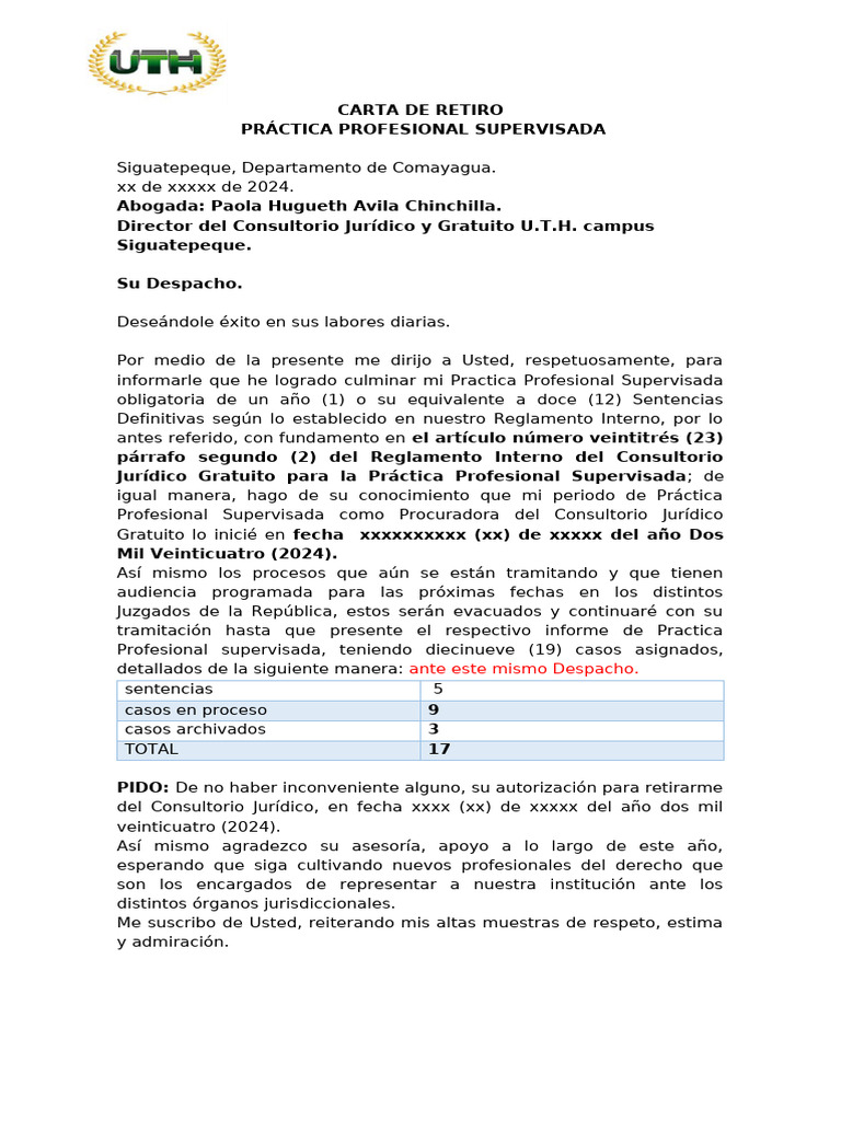 Carta de Retiro | PDF