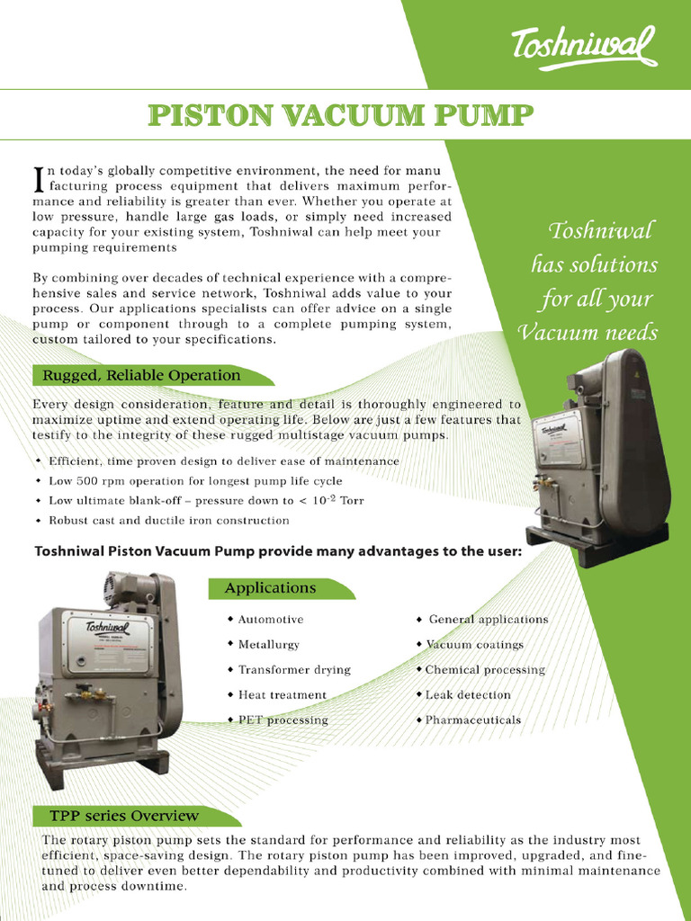 Rotary Piston Vacuum Pumps | PDF