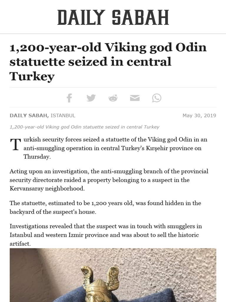 1,200-year-old Viking god Odin statuette seized in central Turkey ...
