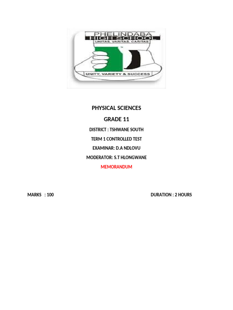 Physical Sciences March Memo | PDF | Force | Applied And ...