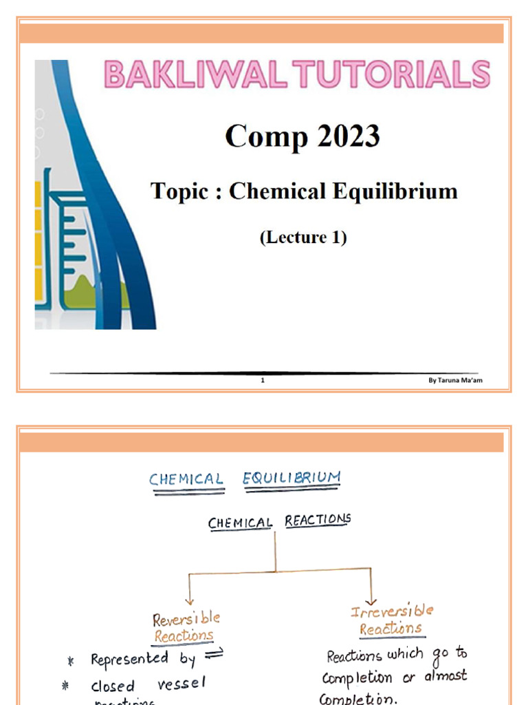 Chemical Equilibrium-Lecture 1 | PDF