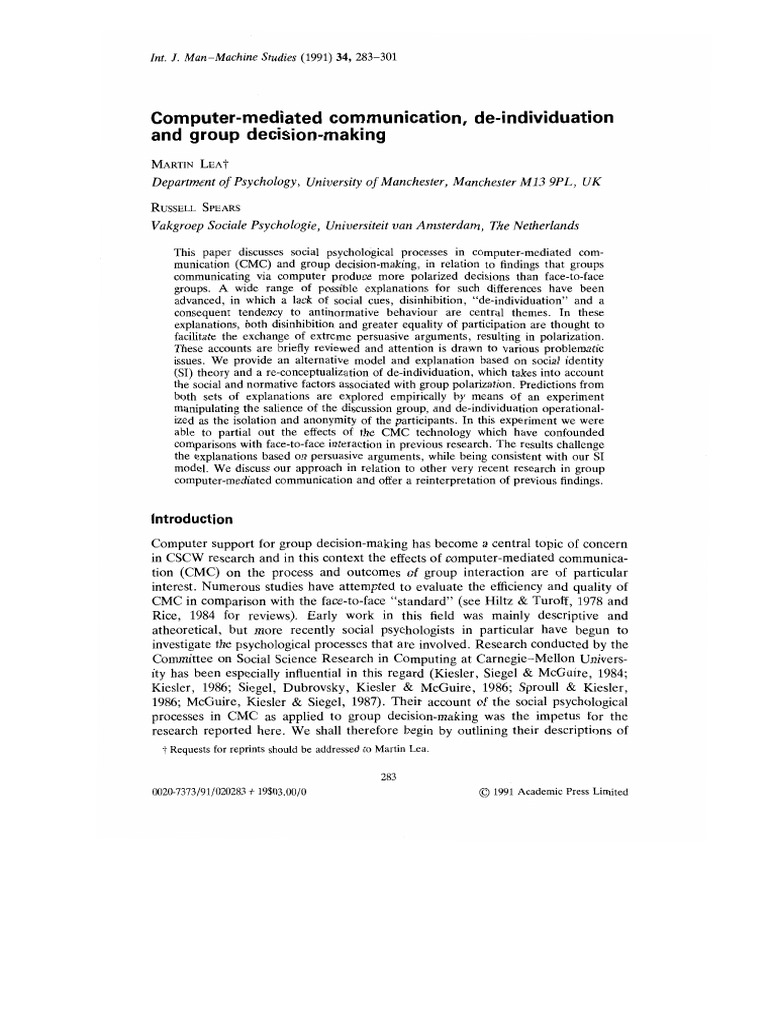 Computer Mediated Communication de Indiv | PDF