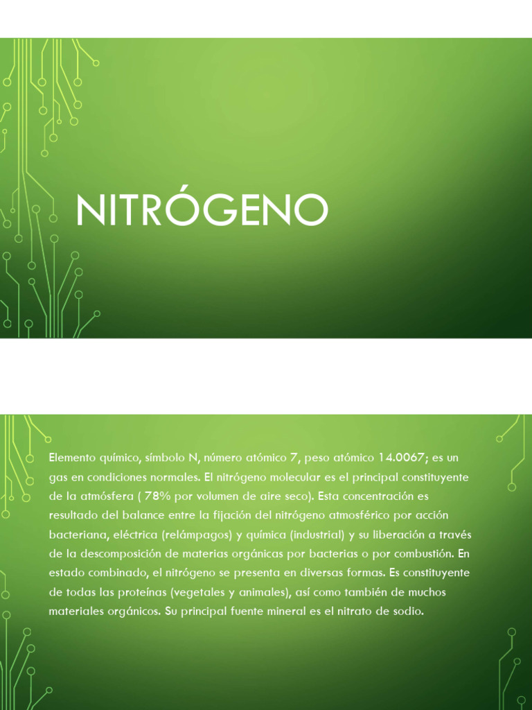 Propiedades y Usos del Nitrógeno | PDF | Nitrógeno | Ácido nítrico