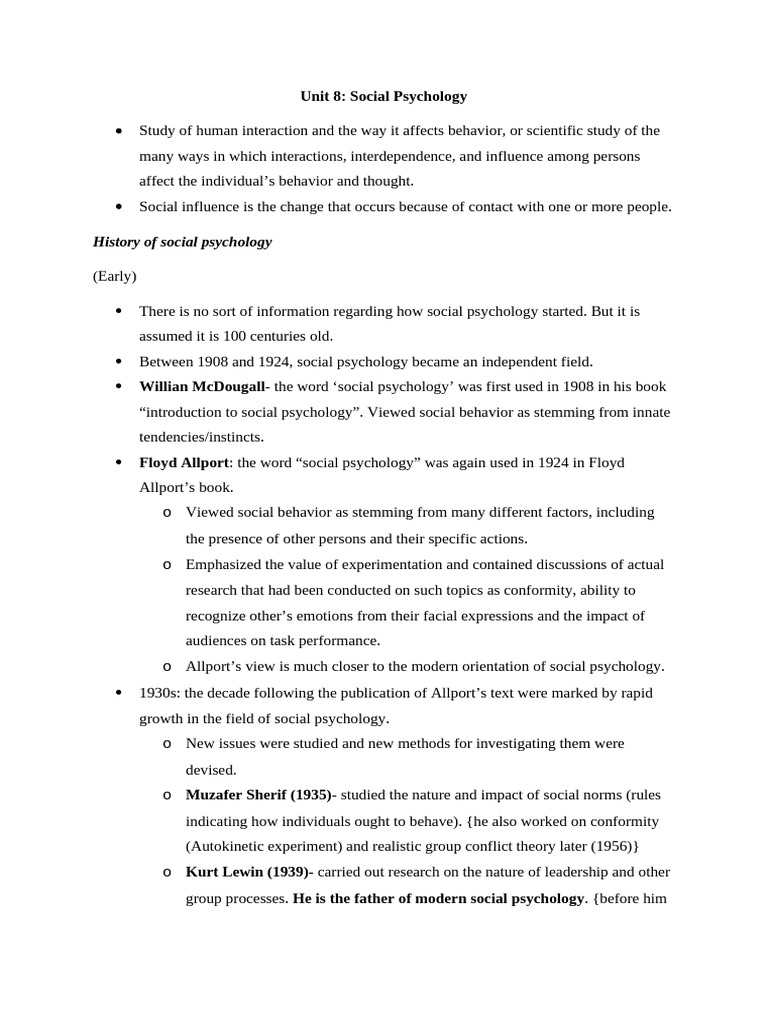 Unit 8 - Social Psychology | PDF | Social Psychology | Attitude ...