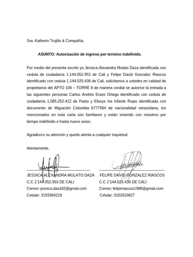 Autorización de Ingreso | PDF