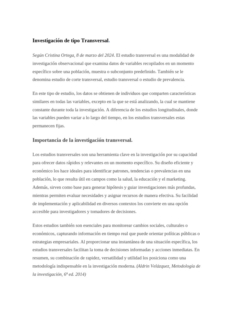 Investigación Transversal: Conceptos Clave | PDF | Toma de decisiones ...