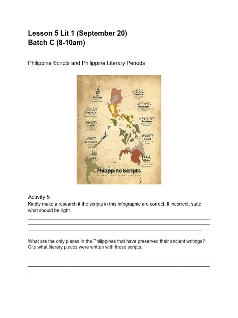 Lesson 5 Lit 1 (September 20) | PDF