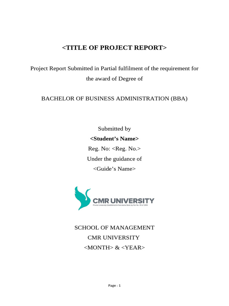 CMR MBA-BBA Project - report-FORMAT | PDF | Empiricism | Procedural ...