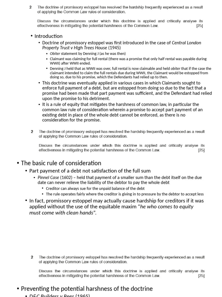 Tutorial - Consideration | PDF | Estoppel | Consideration
