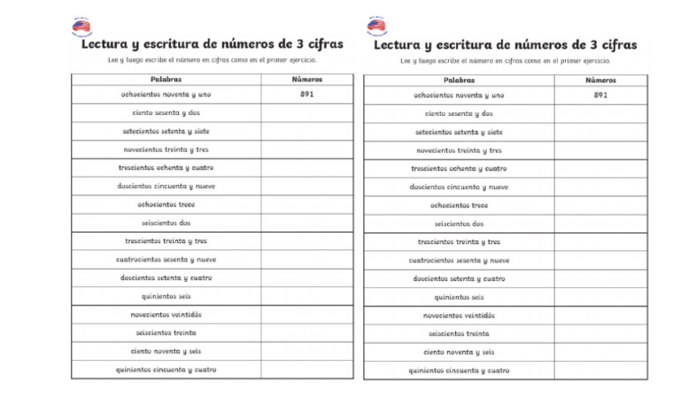 Escritura de Numeros | PDF