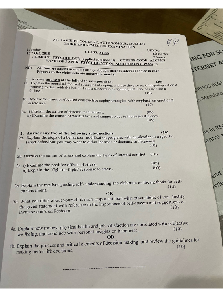 Psych Past Papers | PDF