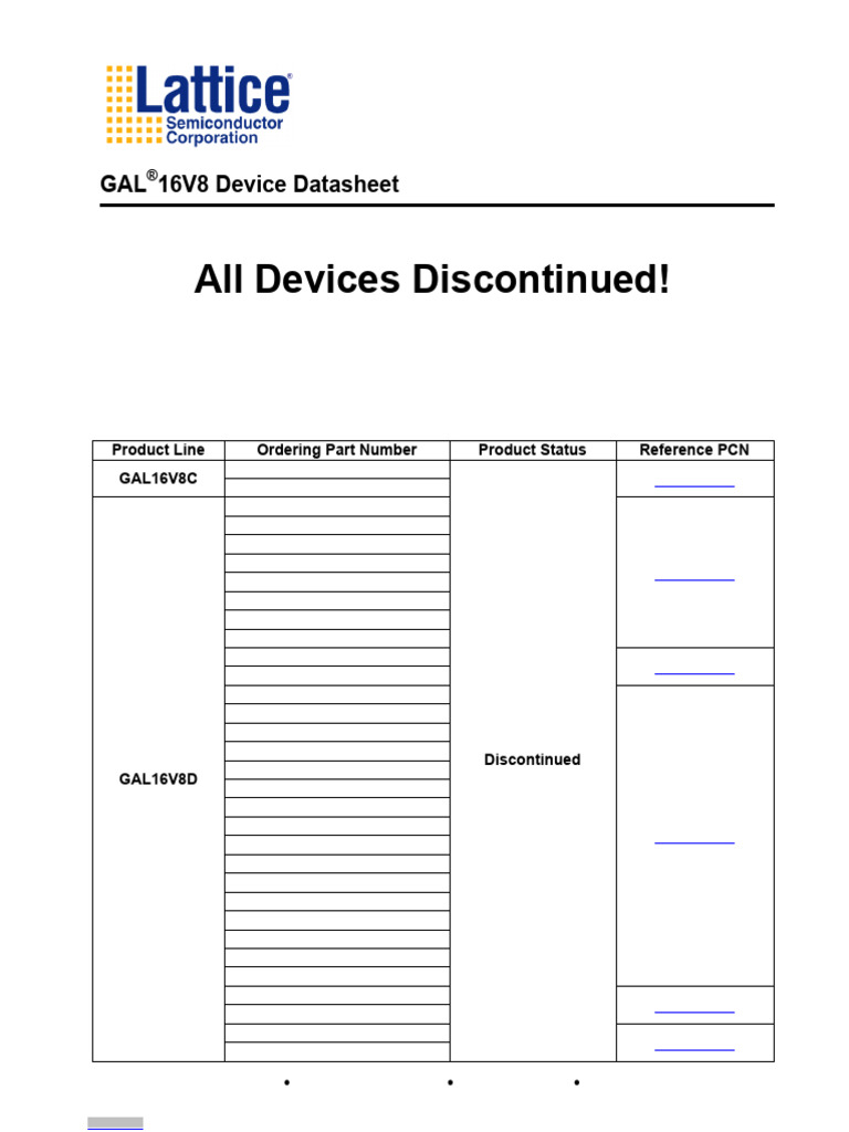 All Devices Discontinued!: GAL 16V8 Device Datasheet | PDF | Logic Gate ...