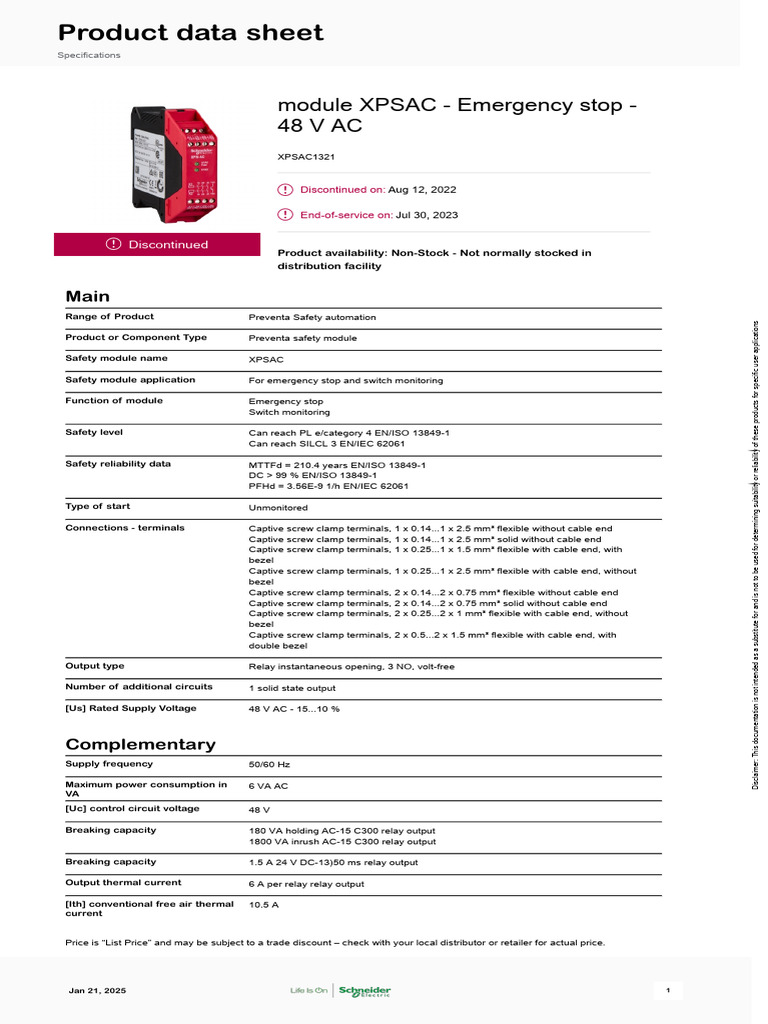 Schneider Electric - Preventa-XPS - XPSAC1321 | PDF | Relay ...