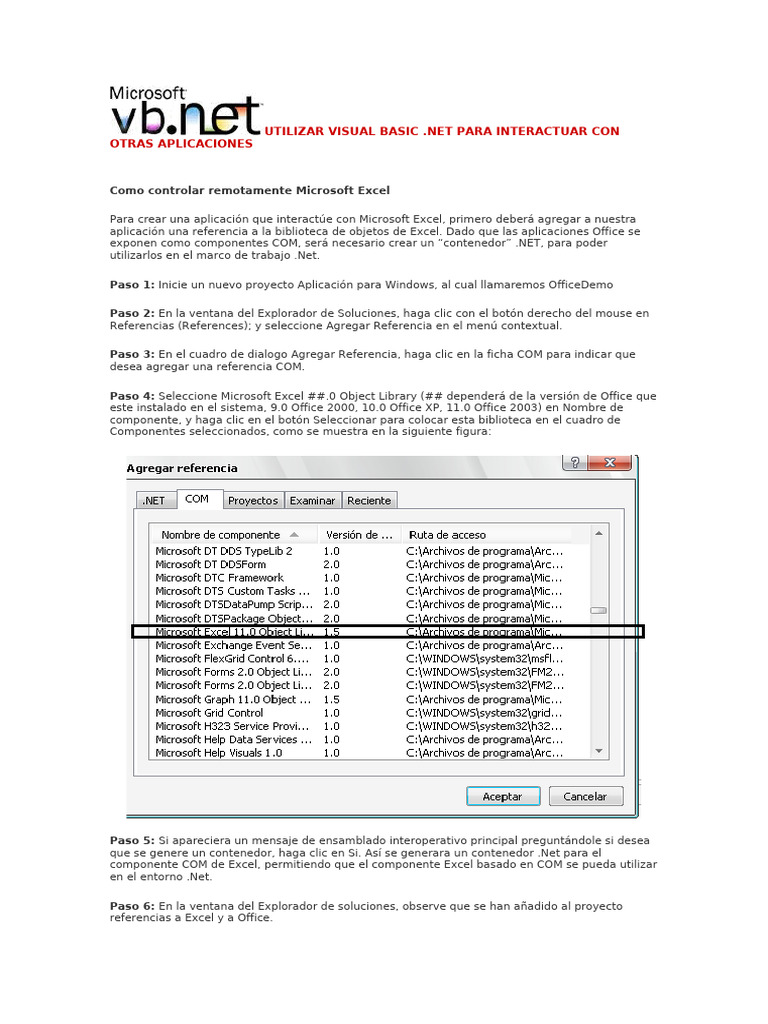 Utilizar Visual Basiccon Excel y Word | PDF | Microsoft Excel | Objeto (informática)