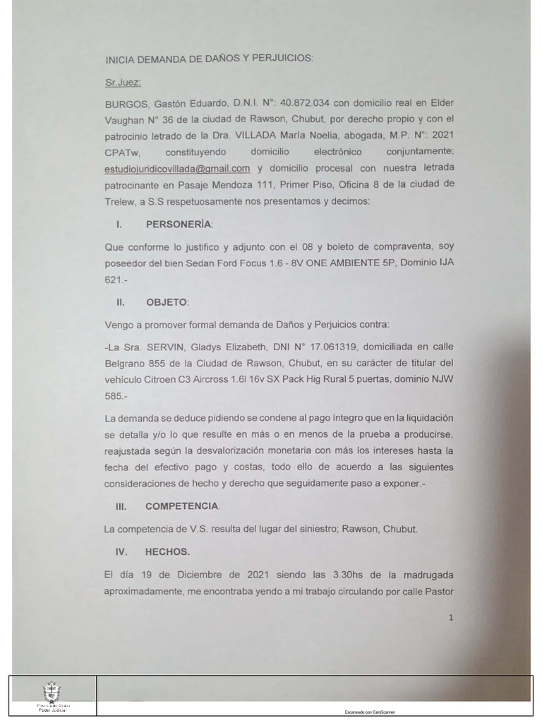 Demanda Da - Os y Perjuicios Con Pacto de Cuota Litis | PDF