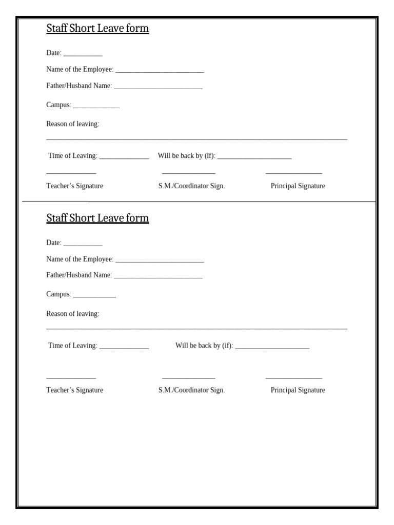 Teacher Short Leave Form | PDF