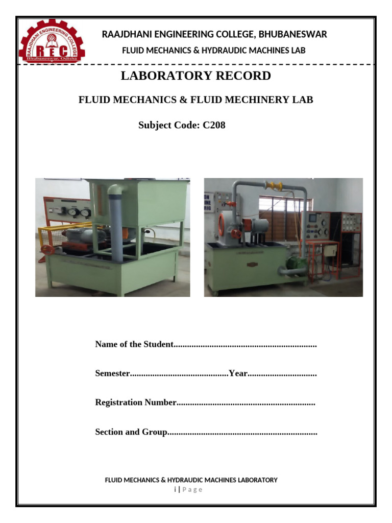 FMHM FINAL LAB RECORD 4thbtech-New | PDF | Pump | Fluid Dynamics