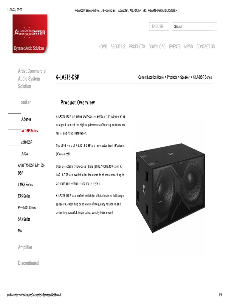 K-LA-DSP Series - Active DSP-controlled ... Fer AUDIOCENTER K-LA218-DSPAUDIOCENTER | PDF