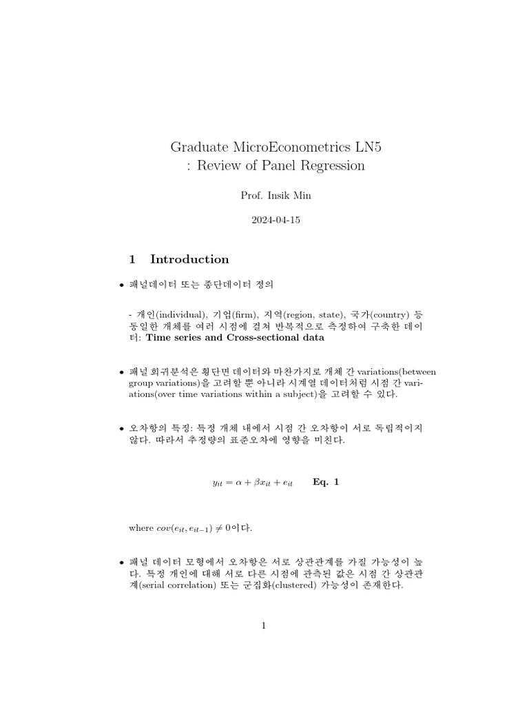 Grad MicroEconometrics LN5 | PDF | Applied Mathematics | Applied Statistics