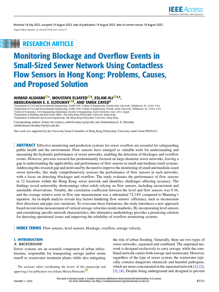 Monitoring Blockage and Overflow Events in | PDF | Sanitary Sewer | Combined Sewer