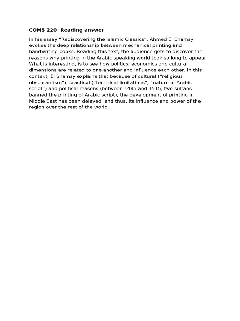 COMS 220 - Reading Answer | PDF