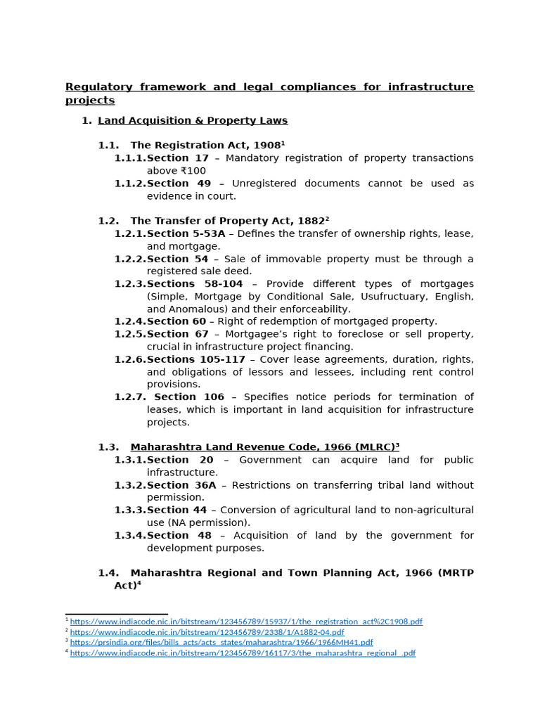 Regulatory Framework For Infrastruture Projects | PDF | Taxes | Lease