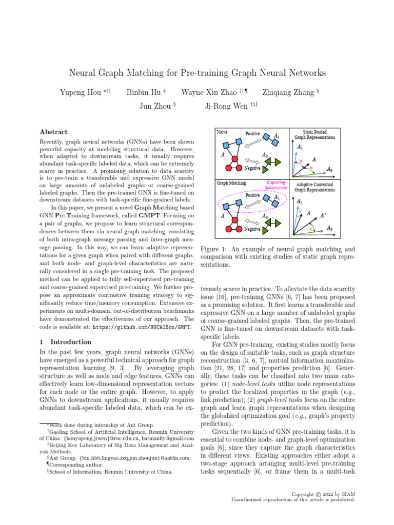 (SDM2022) Neural Graph Matching For Pre-Training Graph Neural Networks | PDF | Mathematical ...