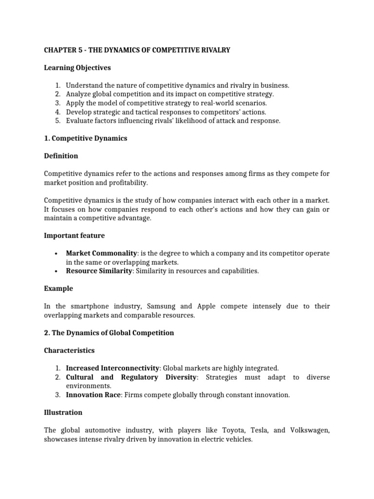 Chapter 5 - The Dynamics of Competitive Rivalry | PDF | Strategic ...