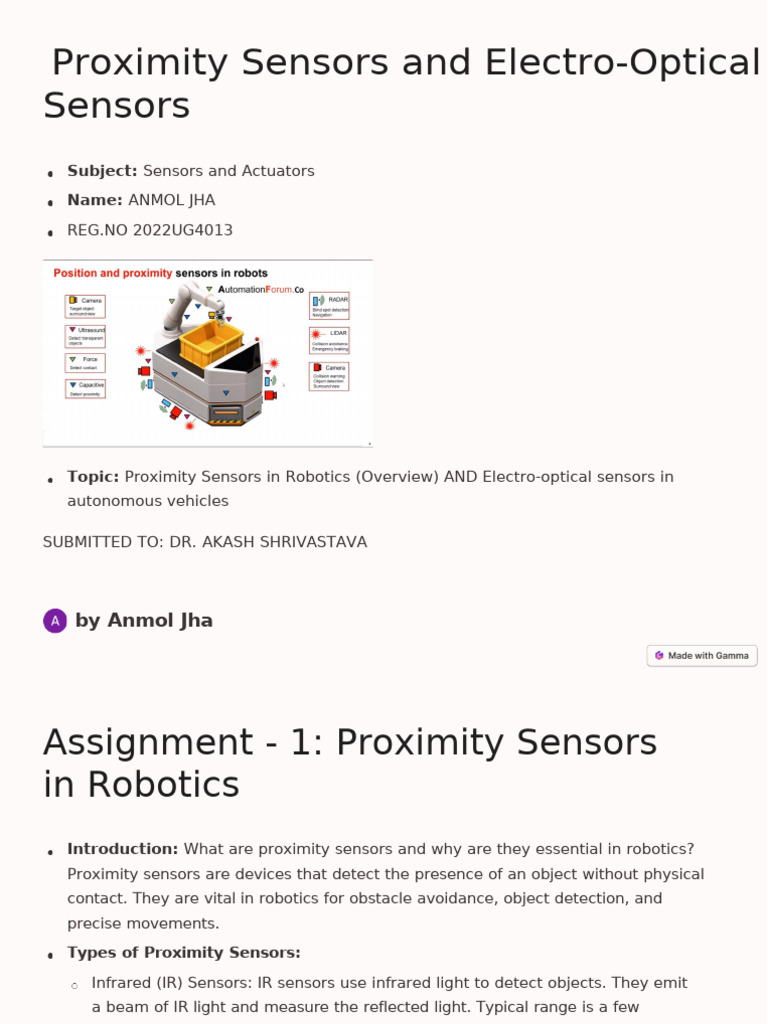 Proximity Sensors and Electro Optical Sensors | PDF | Lidar | Sensor