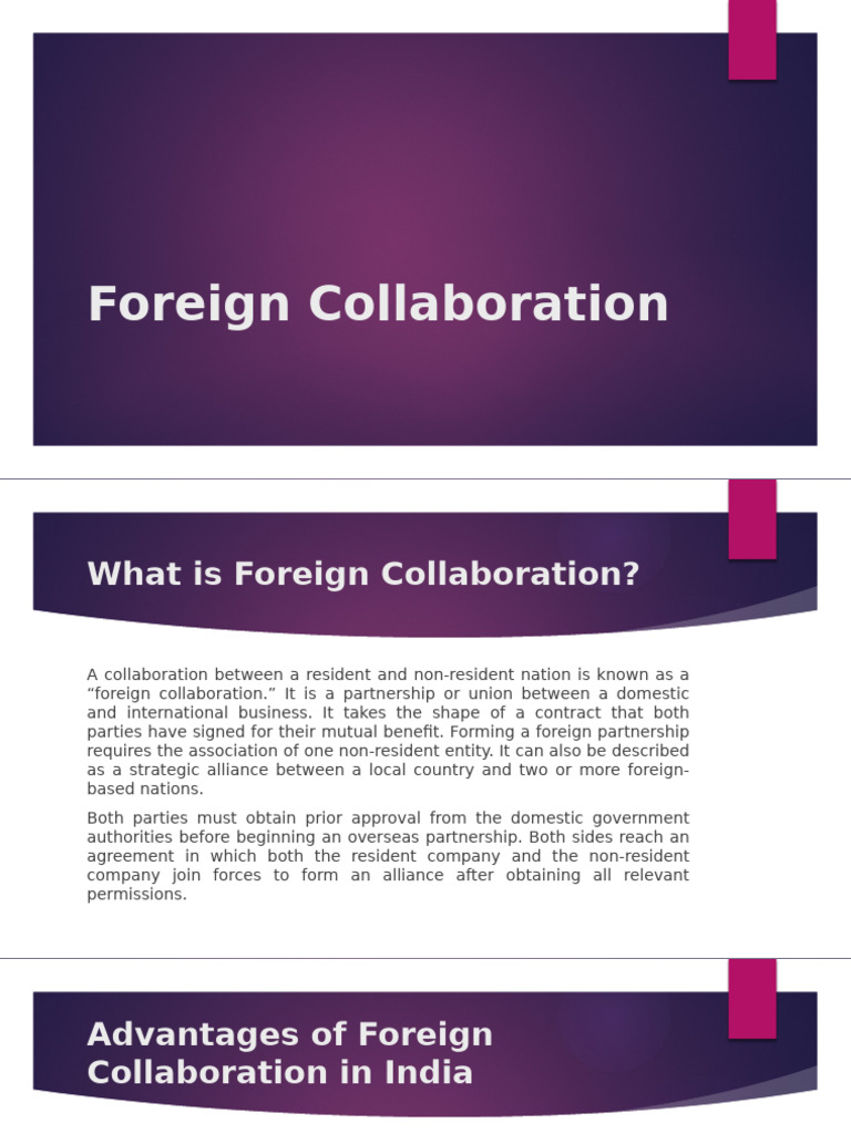 Foreign Collaboration | PDF | Partnership | Consultant