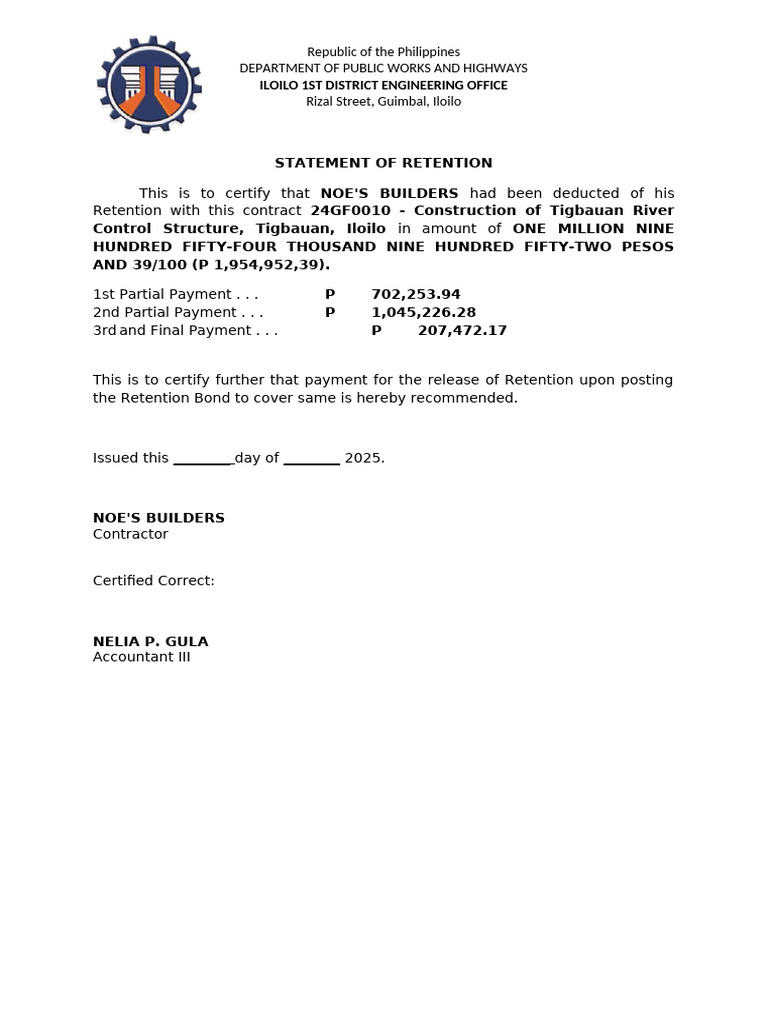 Claim Documents - (24gf0010) Retention | PDF